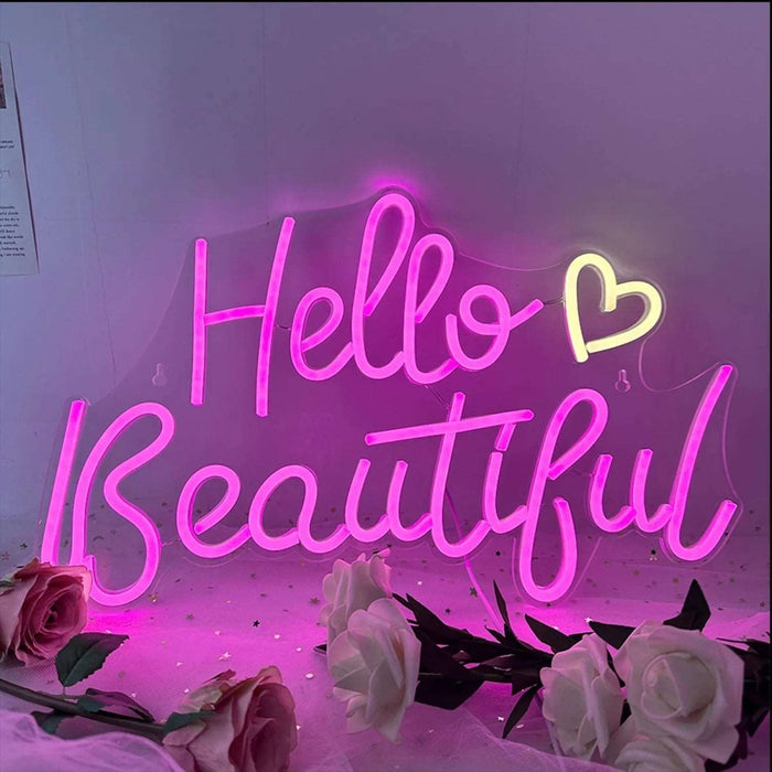 HELLO BEAUTIFUL NEON SIGN | Custom LED Neon Signs – Light Your Way